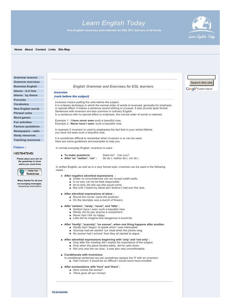 Learn English Today Com | PDF | English Language | English Grammar