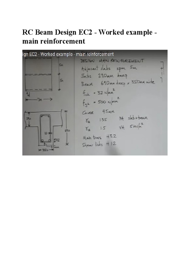 RC Beam Design EC2 - Worked Example - Main Reinforcement | PDF