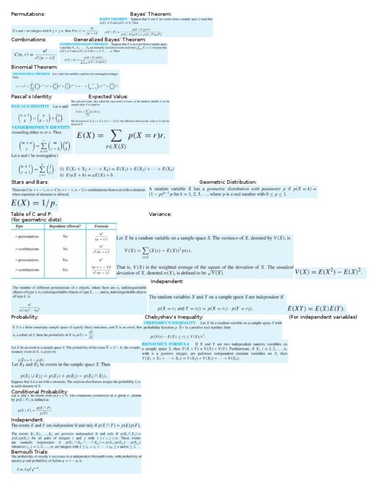 EECS 203 Final Cheat Sheet | PDF