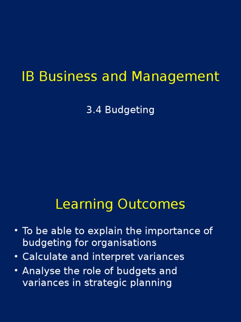 IB Business and Management: 3.4 Budgeting | PDF | Profit (Accounting ...