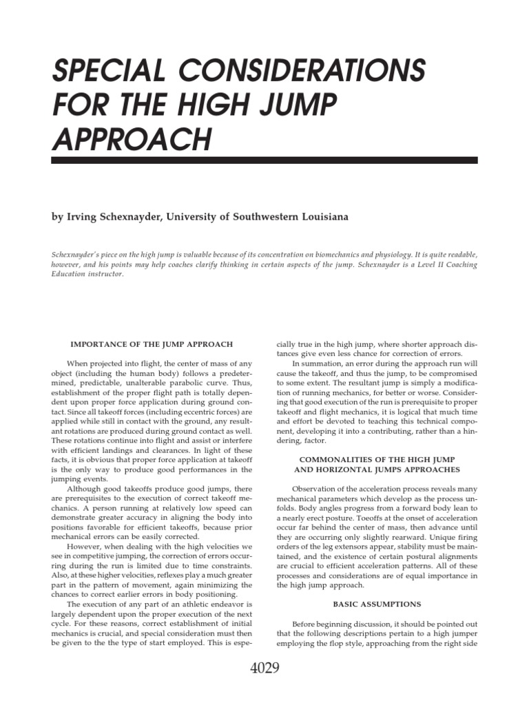High Jump Approach Techniques Explained | PDF | Force | Sports