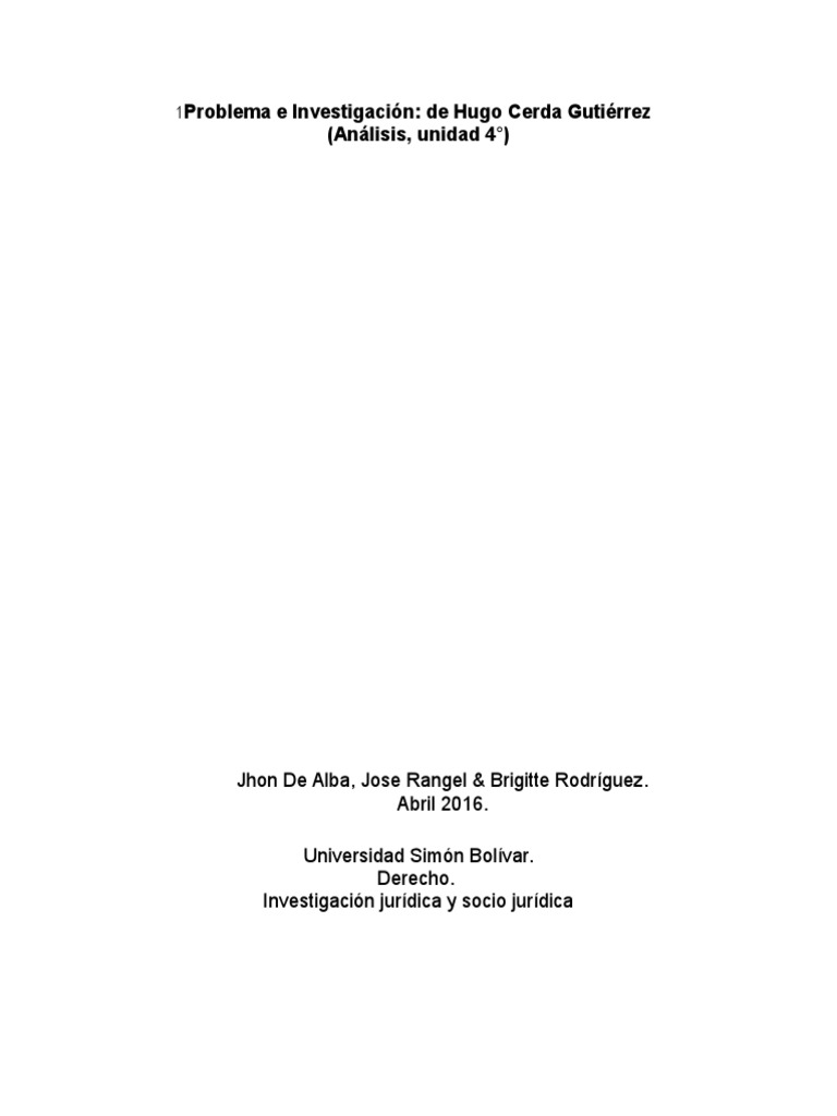 Problema e Investigación según Hugo Cerda | PDF | Método científico ...