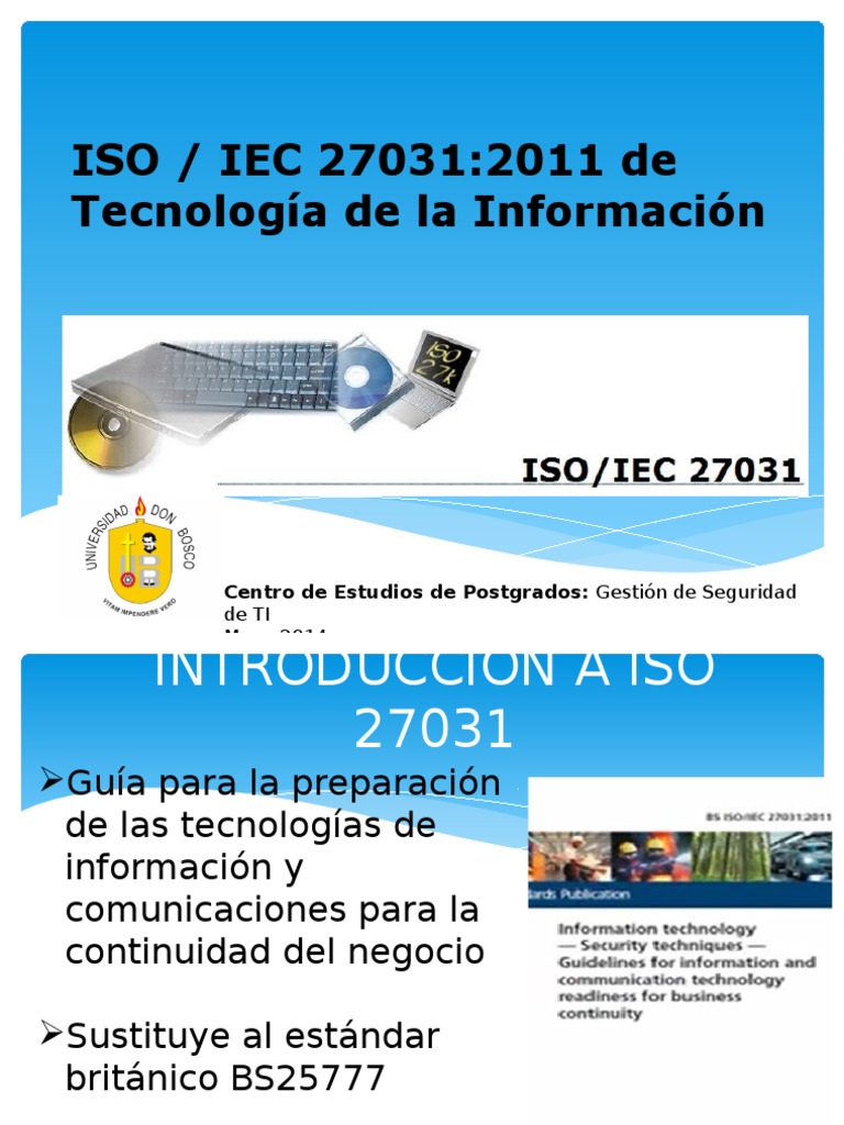 Iso 27031 | Descargar gratis PDF | Organización internacional para la ...