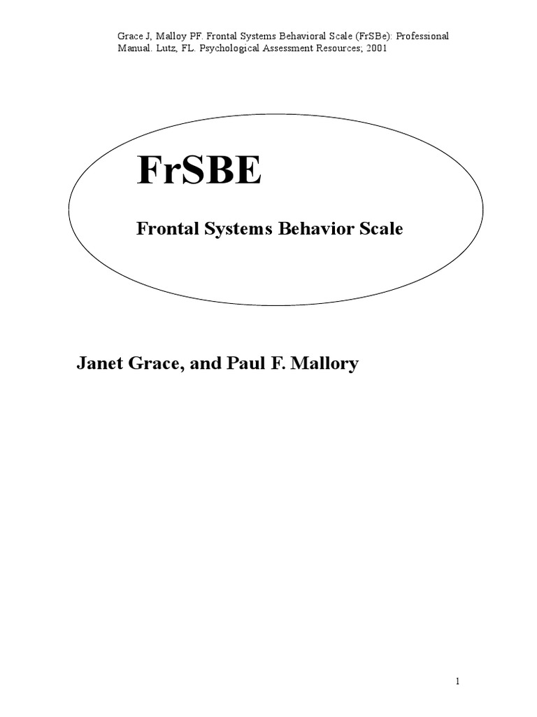 FrSBe Autoreporte Comportamiento Frontal | PDF | Agitación | Sicología