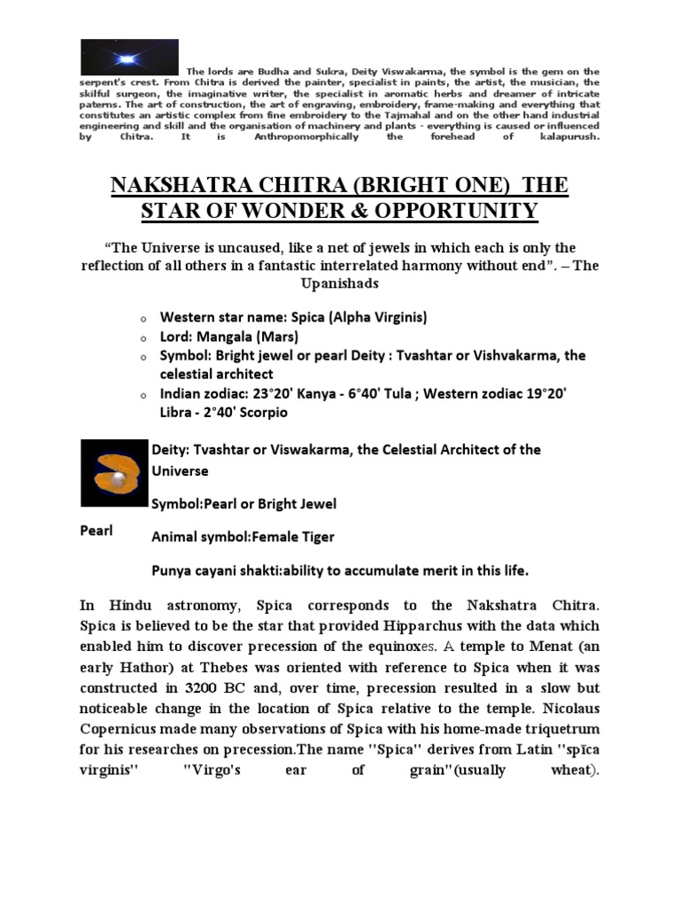 Nakshatra Chitra 40610 | PDF | Science | Astronomy