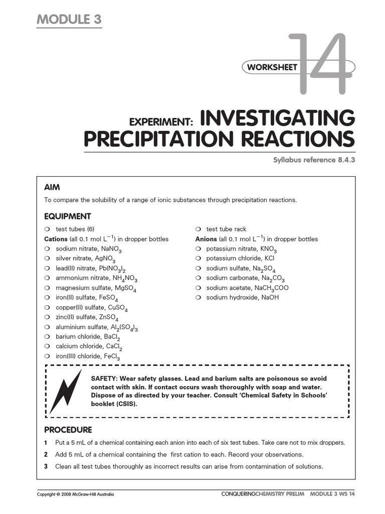 Investigating Precipitation Reactions: Experiment | PDF | Precipitation ...