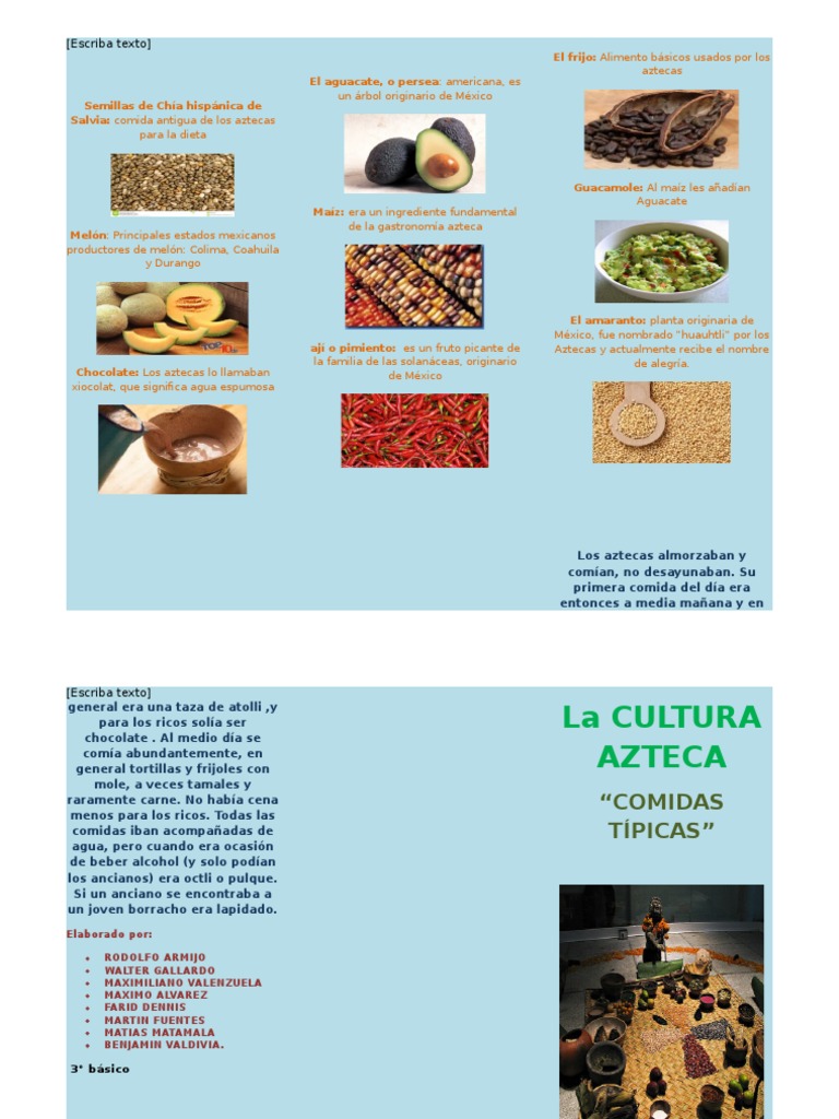 Comidas y alimentación en la cultura azteca | PDF