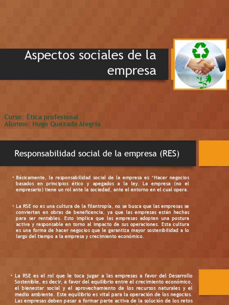 Aspectos Sociales de La Empresa | PDF | Responsabilidad social ...