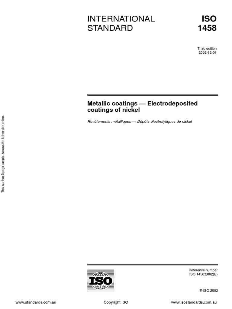 ISO 1458: Nickel Coating Standards | PDF | Computers