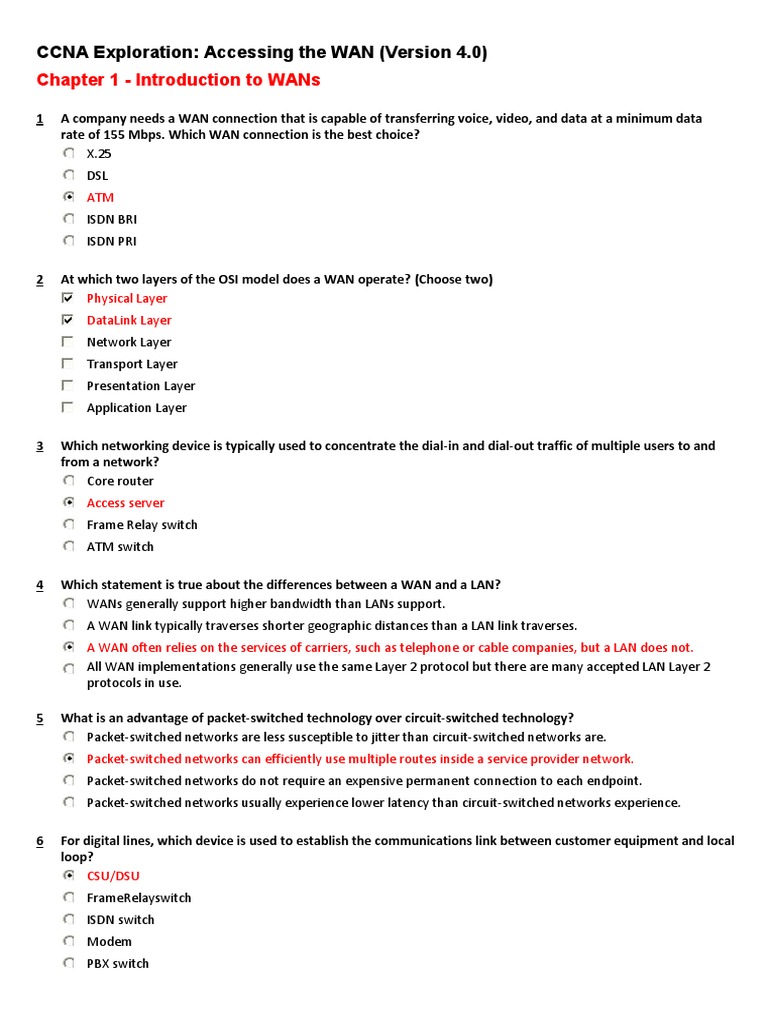 Chapter 1 - Introduction To WANs | PDF | Computer Network | Asynchronous Transfer Mode