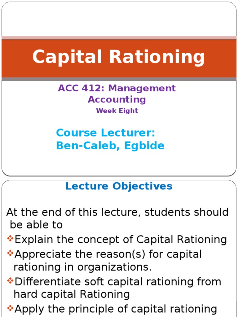 Capital Rationing in Management Accounting | PDF | Net Present Value ...