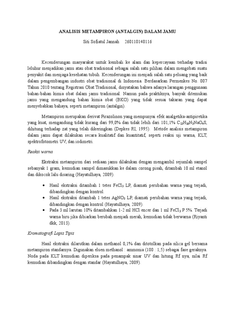 Analisis Metampiron | PDF