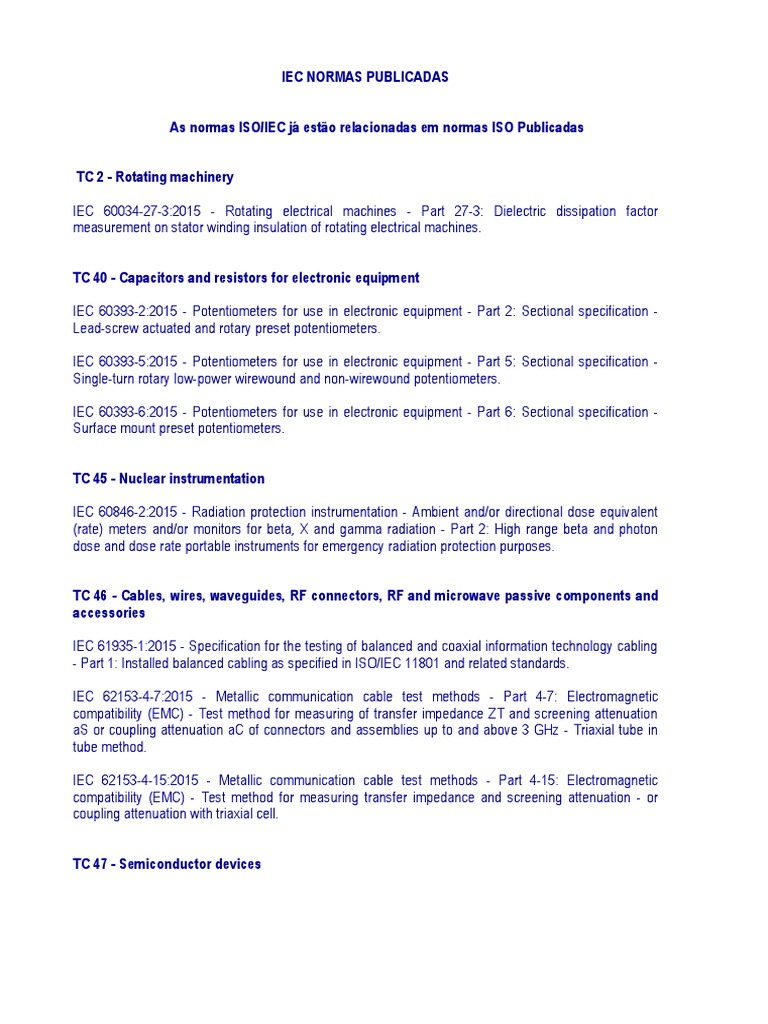Normas Iec Publicadas - Jan-Fev | Download Free PDF | International ...