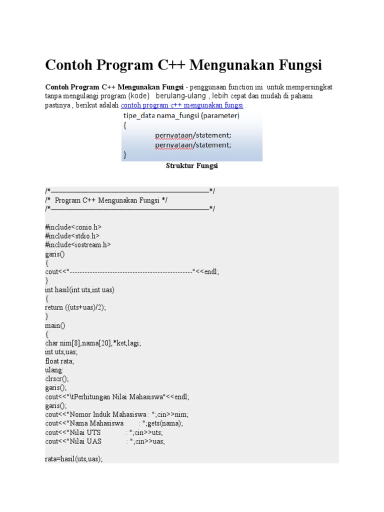 Contoh Program C++ Mengunakan Fungsi IF | PDF