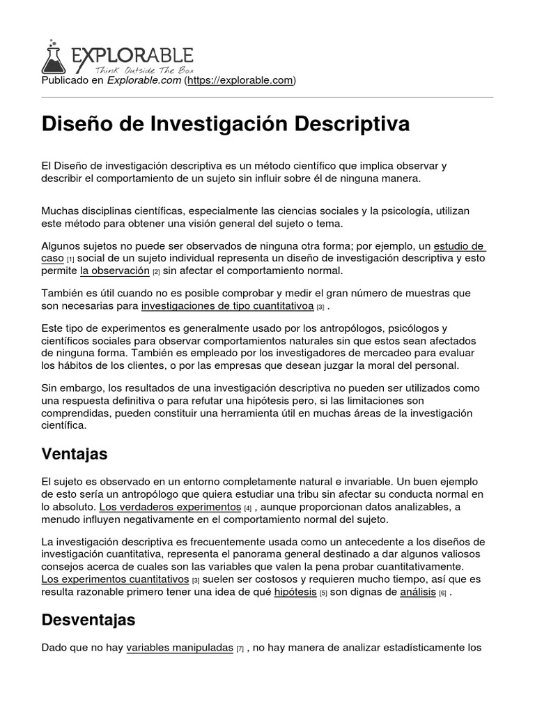 Diseño de Investigacion Descriptiva | Método científico | Ciencia