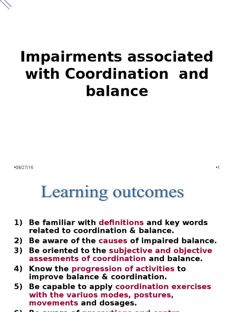 Impairments Associated With Coordination and Balance | PDF | Balance ...