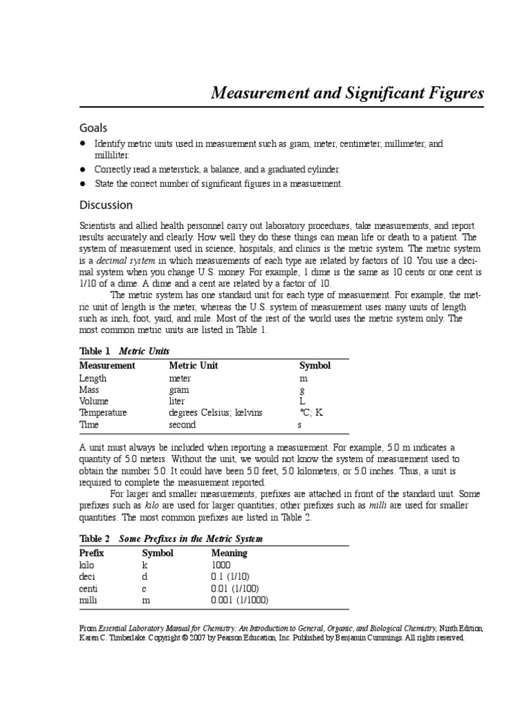 Measurement and Significant Figures PDF | PDF | Litre | Significant Figures