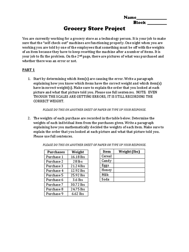 Grocery Store Project | PDF | Teaching Mathematics