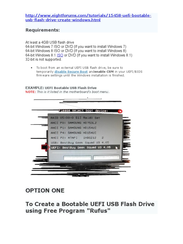 Create UEFI Bootable USB for Windows | PDF | Booting | Usb Flash Drive