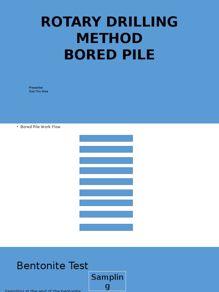 Rotary Drilling Method Bored Pile: Presenter Soe Thu Moe | PDF