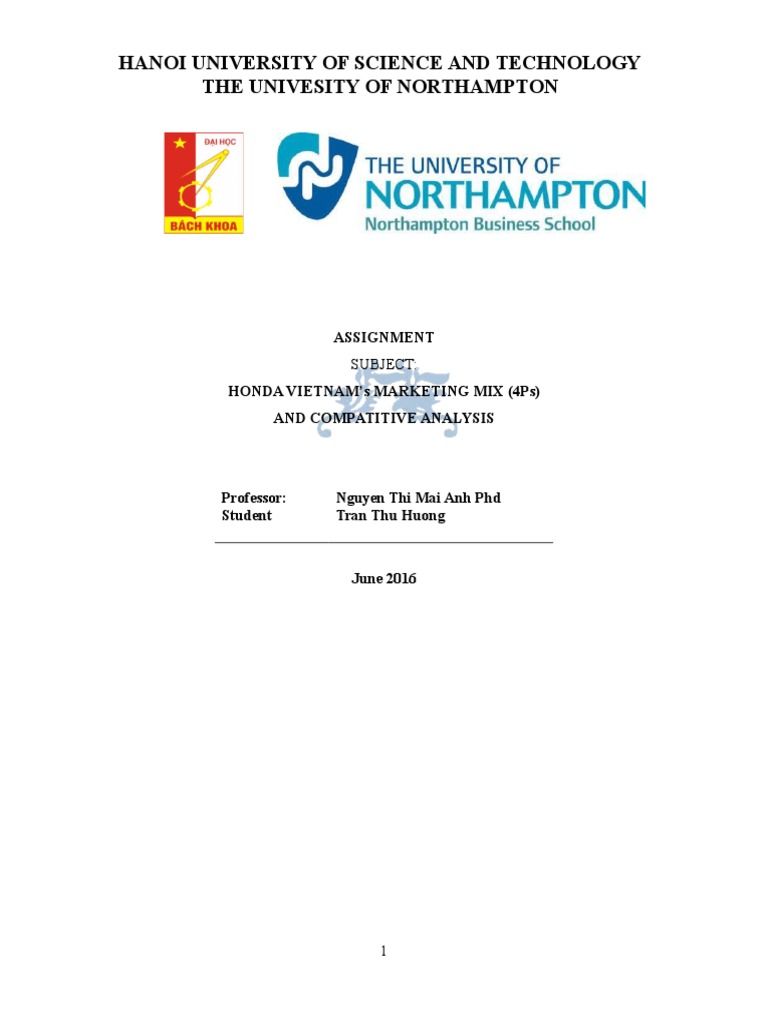 HONDA VIETNAM's MARKETING MIX (4Ps) AND COMPATITIVE ANALYSIS | PDF ...