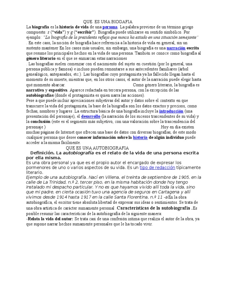 QUE ES UNA BIOGAFIA La Biografía Es La Historia de Vida de Una Persona ...