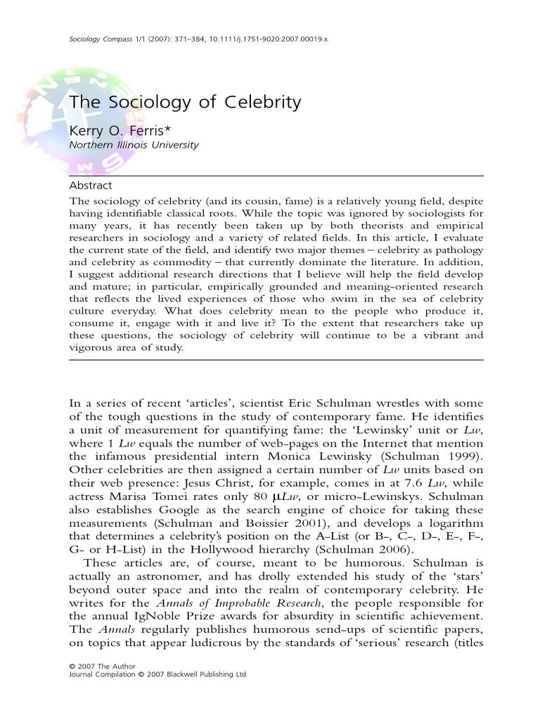 Sociology of Celebrity | PDF | Celebrity | Max Weber
