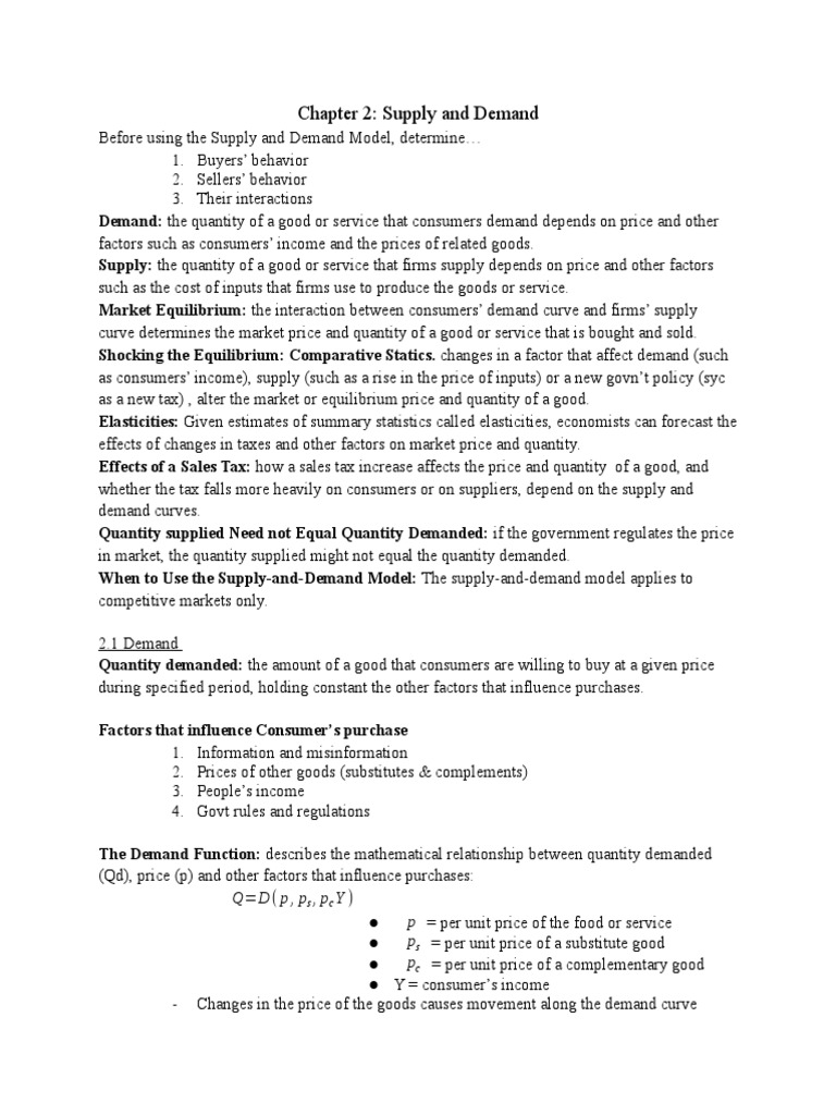 Chapter 2 Supply and Demand | PDF | Supply And Demand | Demand