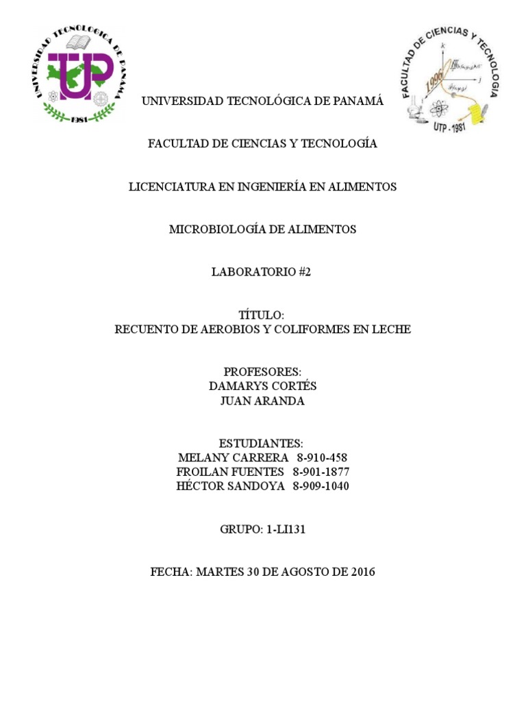 Recuento de Aerobios y Coliformes en Leche | PDF | Leche | Productos ...
