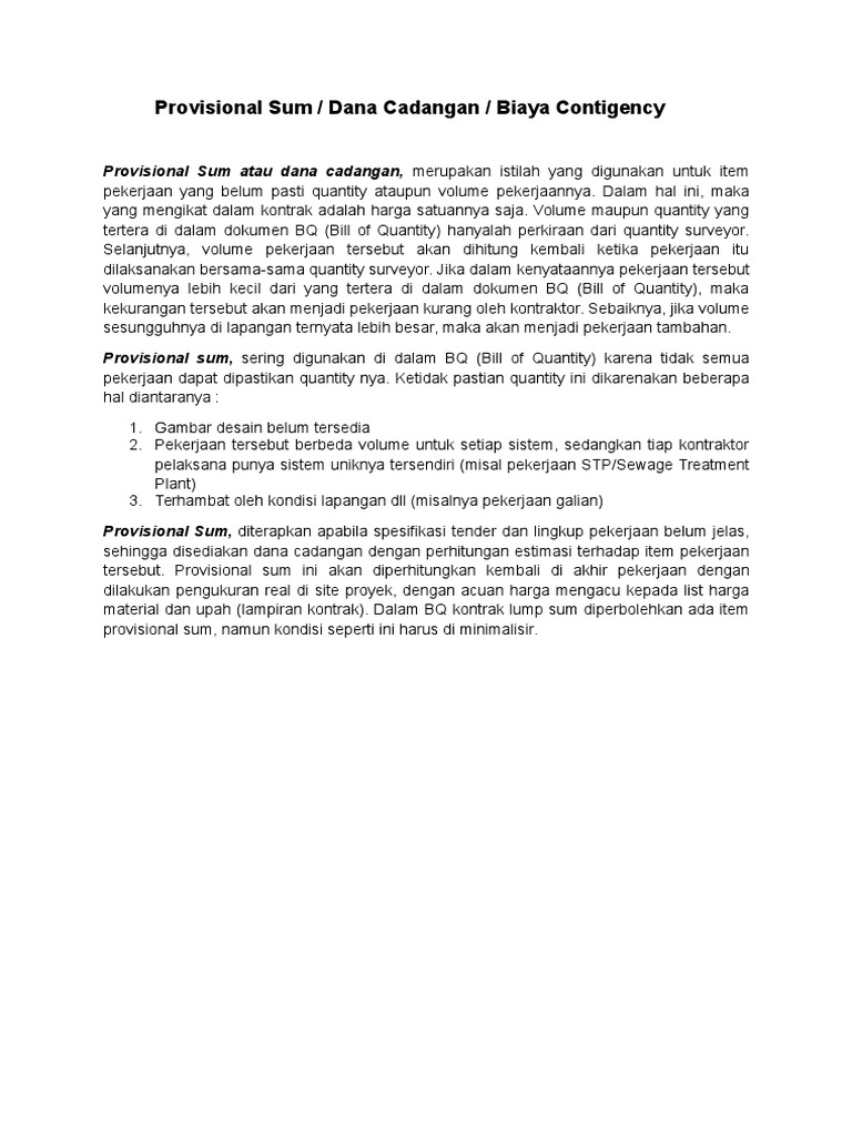 Provisional Sum | PDF