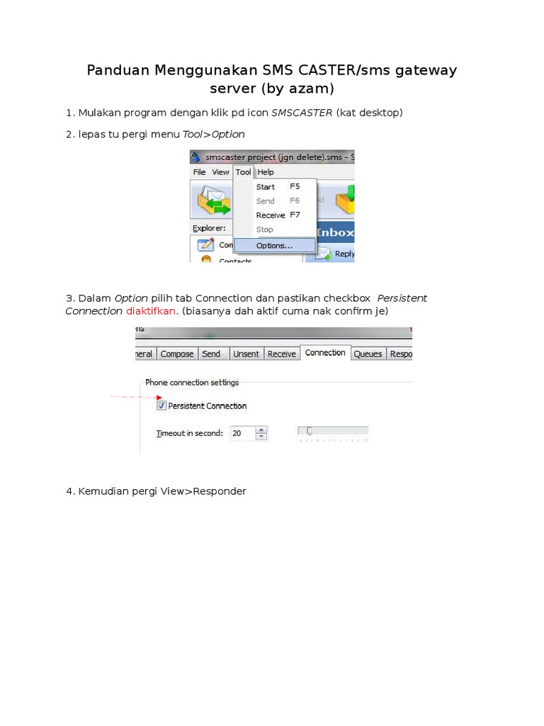 Panduan Menggunakan SMS CASTER | PDF | Metode & Bahan Ajar