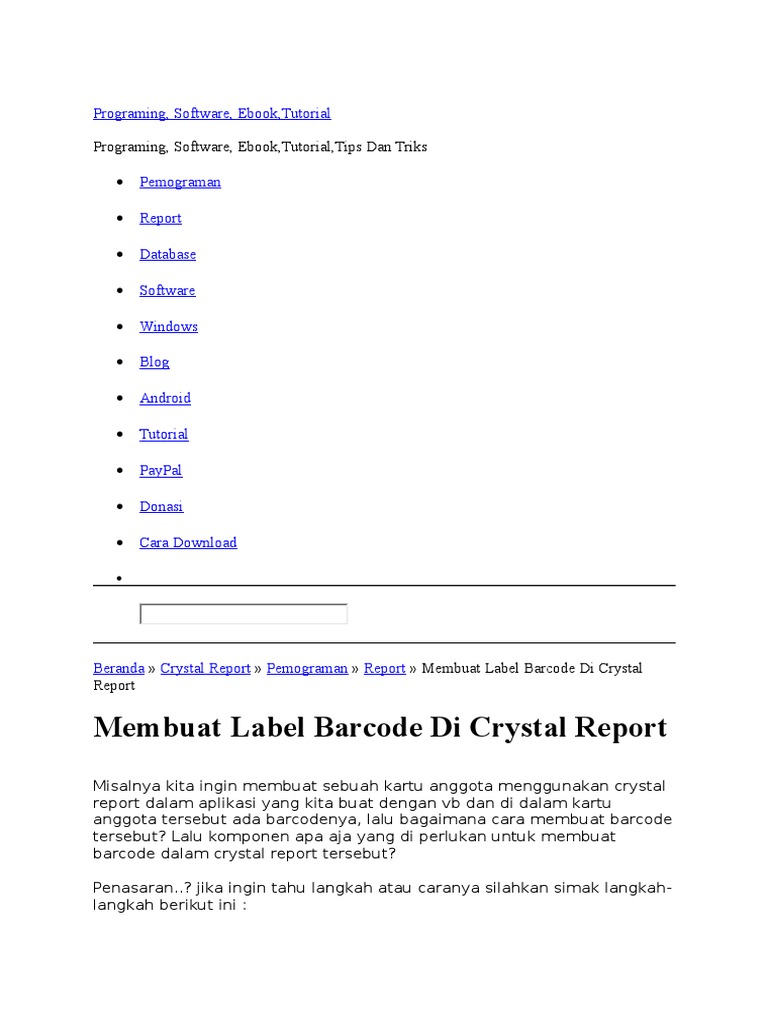 Barcode Di Crystal Report | PDF
