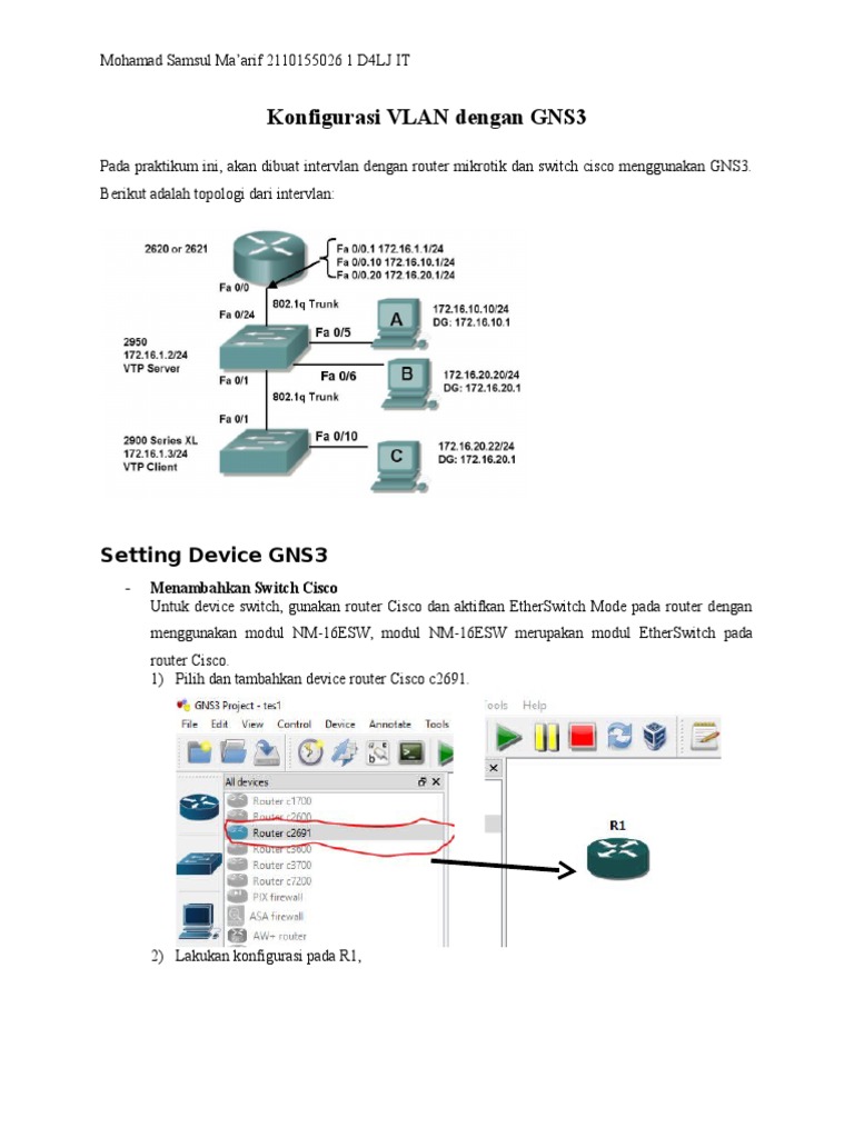 Konfigurasi VLAN Dengan GNS3 | PDF