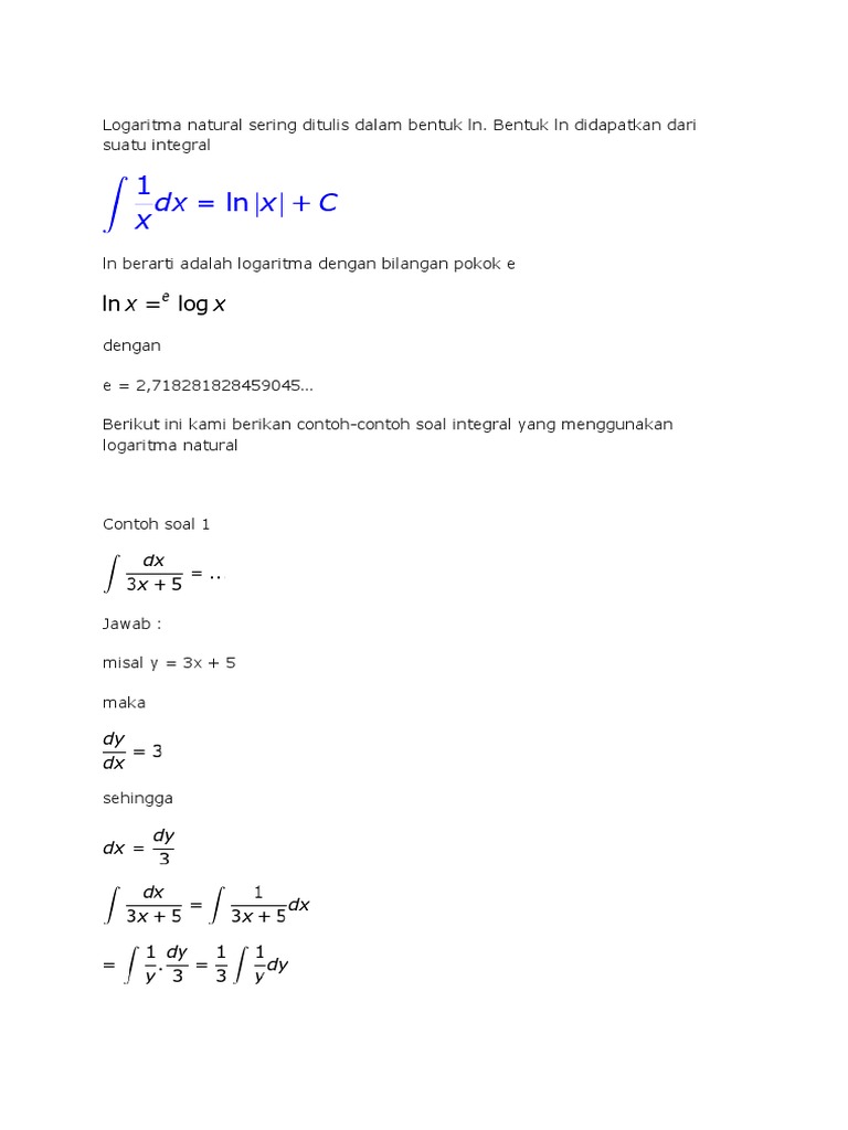 Contoh Soal Integral Logaritma Natural | PDF | Komputer