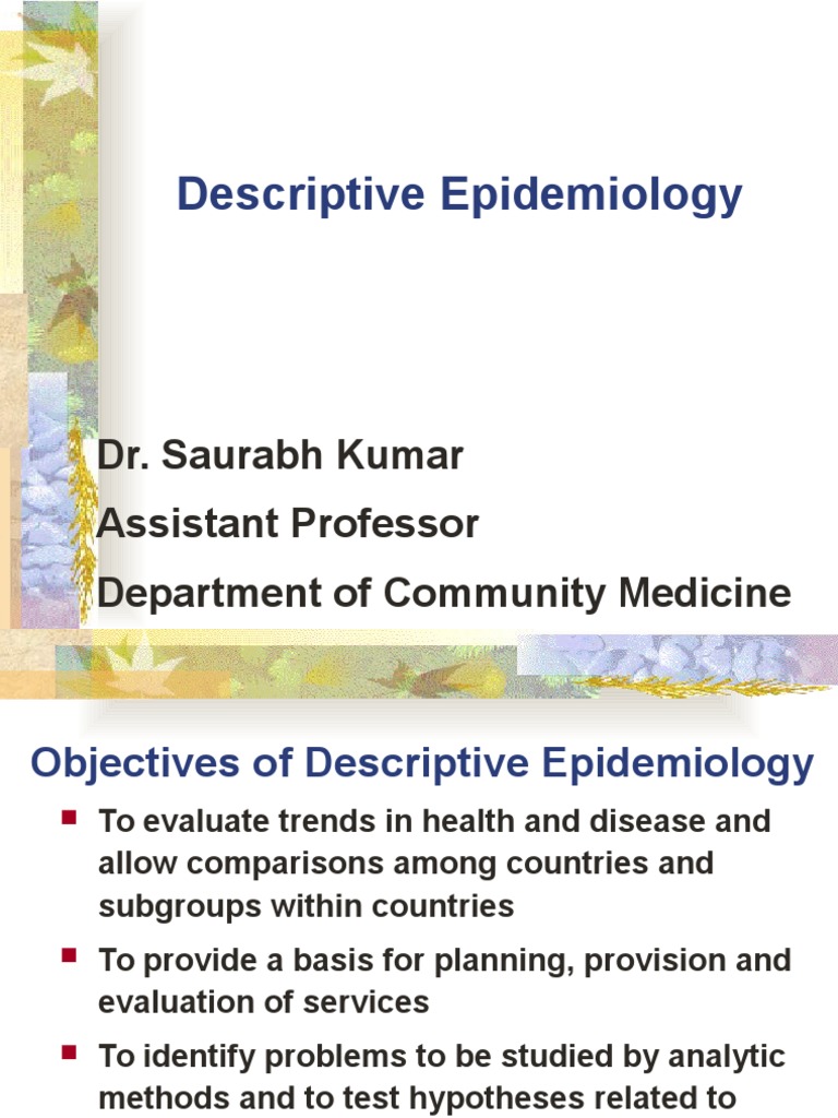 Descriptive Epidemiology | PDF | Epidemiology | Cohort Study