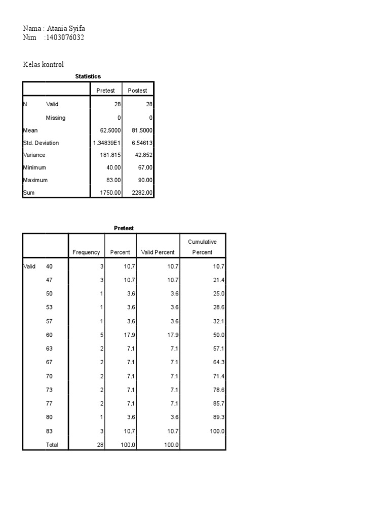 Nama: Atania Syifa Nim:1403076032: Statistics | PDF | Probability Theory | Data Analysis