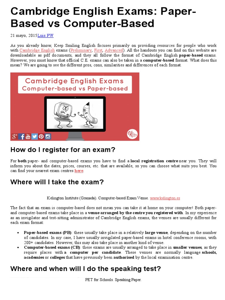 Cambridge Exams: Paper vs Computer-Based | PDF | Test (Assessment ...