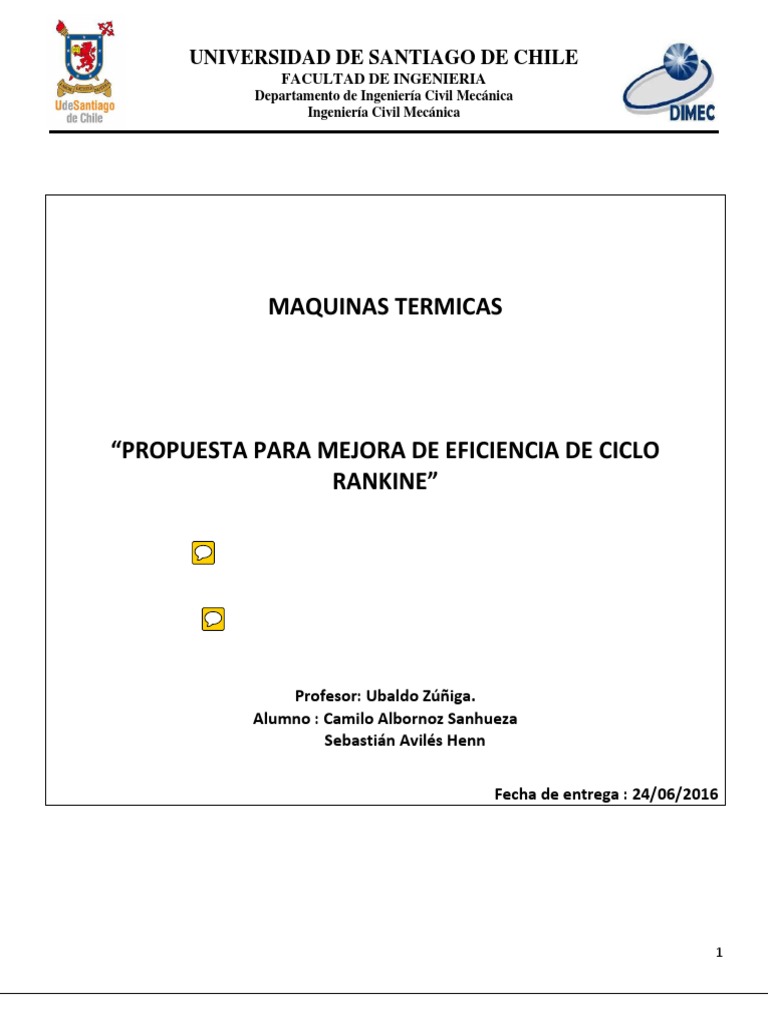 Proyecto Maquinas Térmicas Camilo Albonoz Sebastían Avilés. | PDF ...