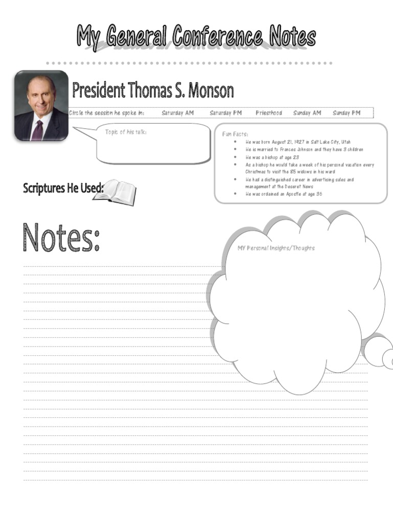 General Conference Note Taking Packet PDF | PDF | Latter Day Saint ...