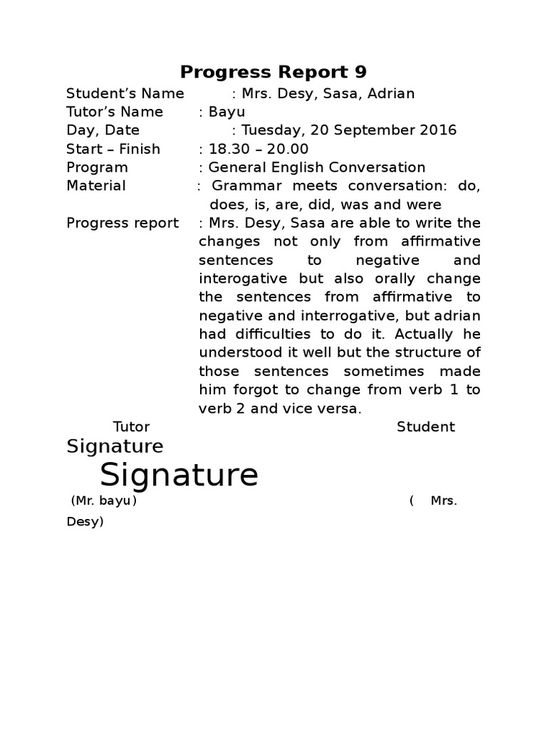 Signature: Progress Report 9 | PDF