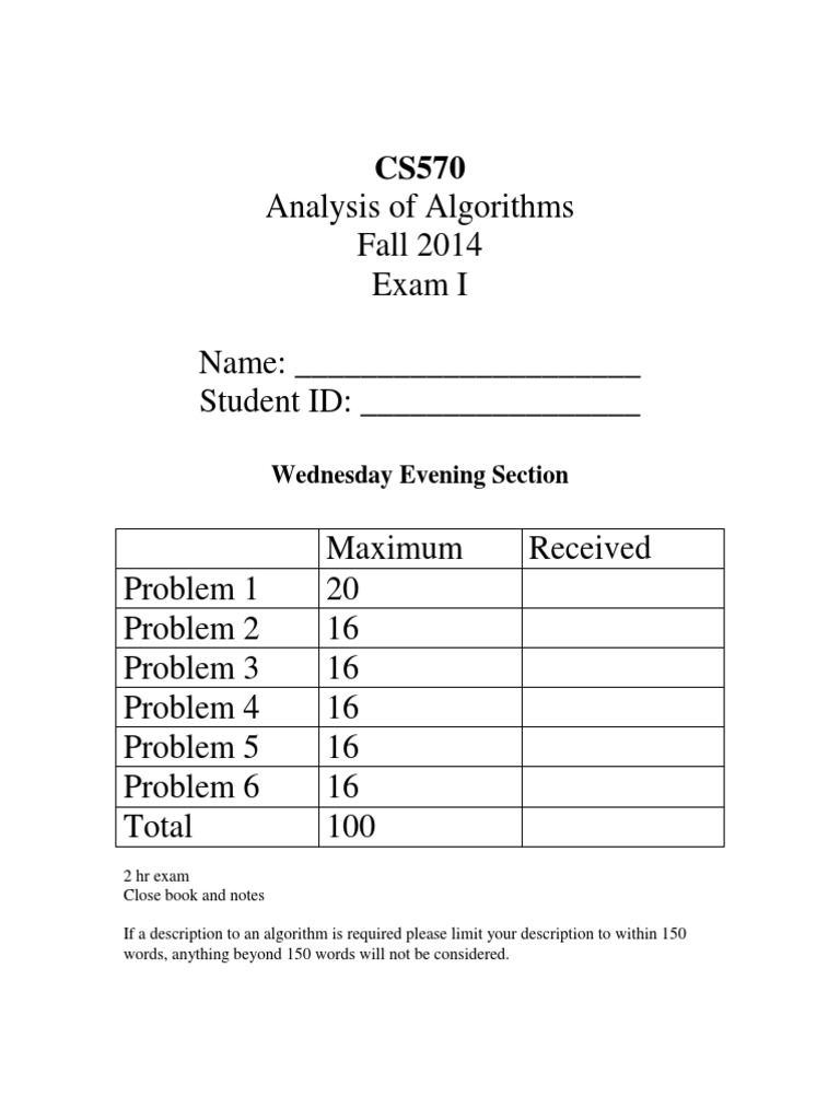 CS70 Midterm Exam 1 Fall 2014 PDF | PDF | Computational Problems | Algorithms
