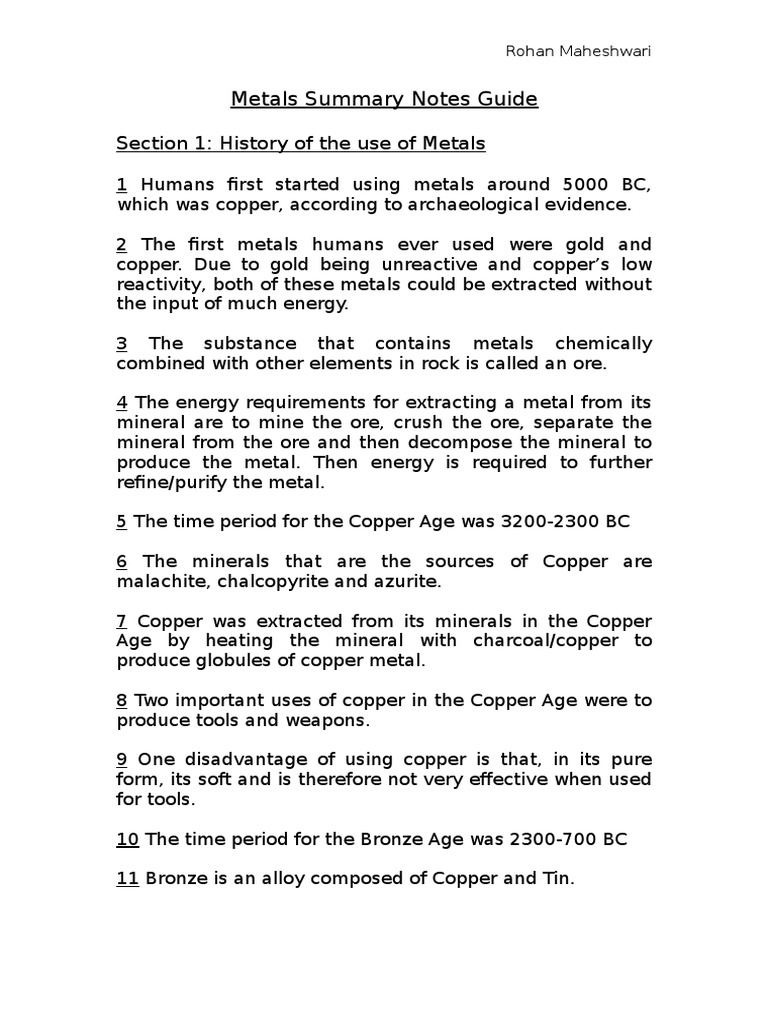 First Metals Used by Humans: Copper & Gold | PDF | Atoms | Metals