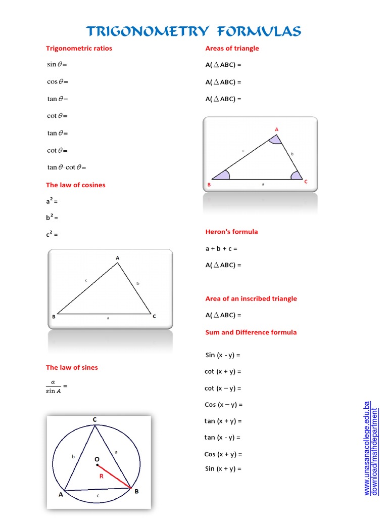 For Practice Trigonometric Formulas | PDF | Trigonometric Functions | Sine