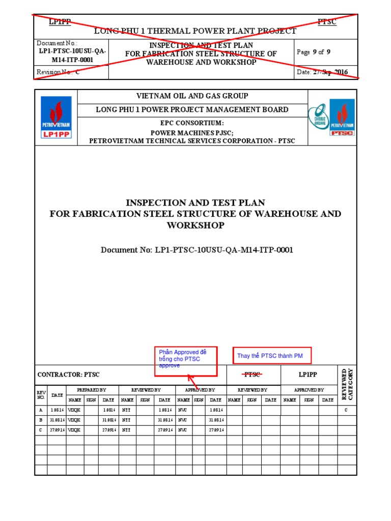 Itp For Fabrication Steel Structure of Warehouse and Workshop | Screw ...