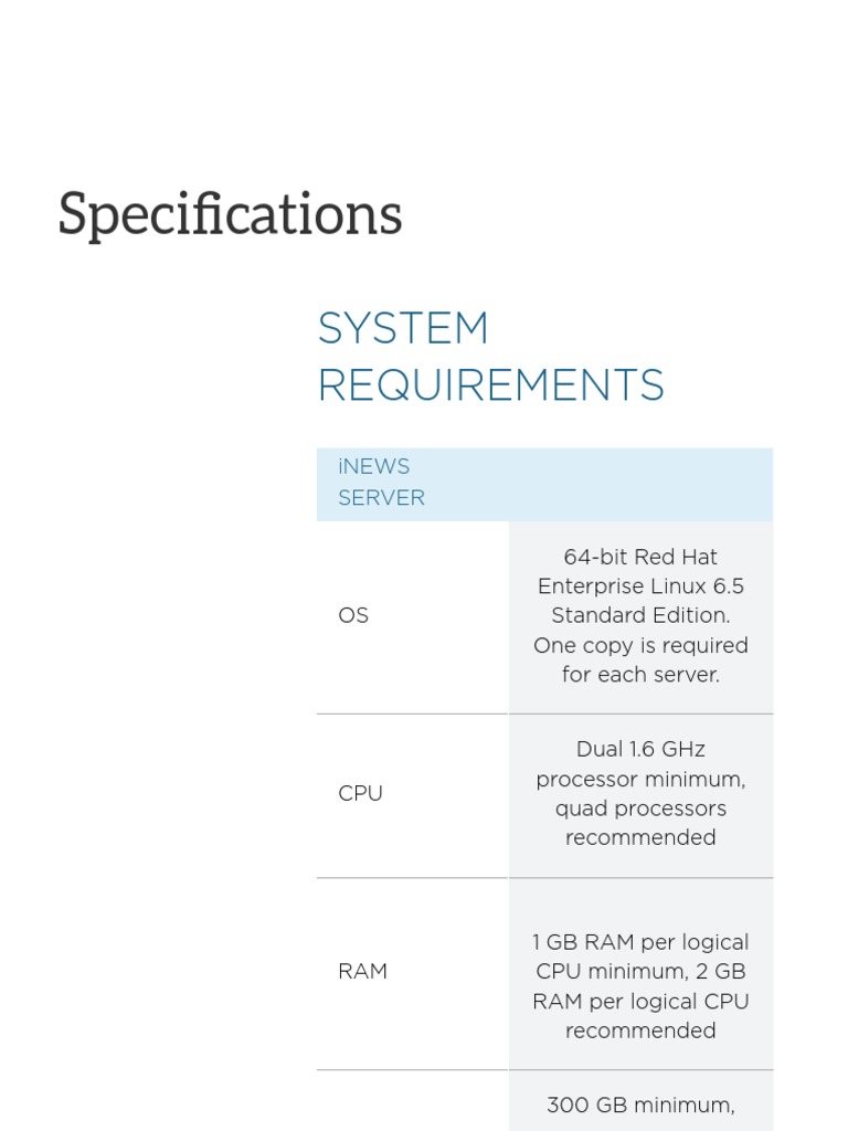 iNEWS - Specifications - Avid PDF | PDF
