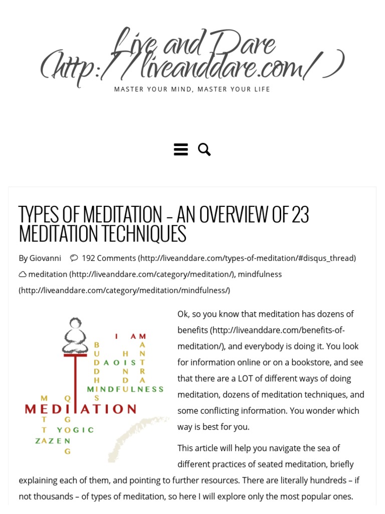 23 Types of Meditation - Find The Best Techniques For You | PDF ...