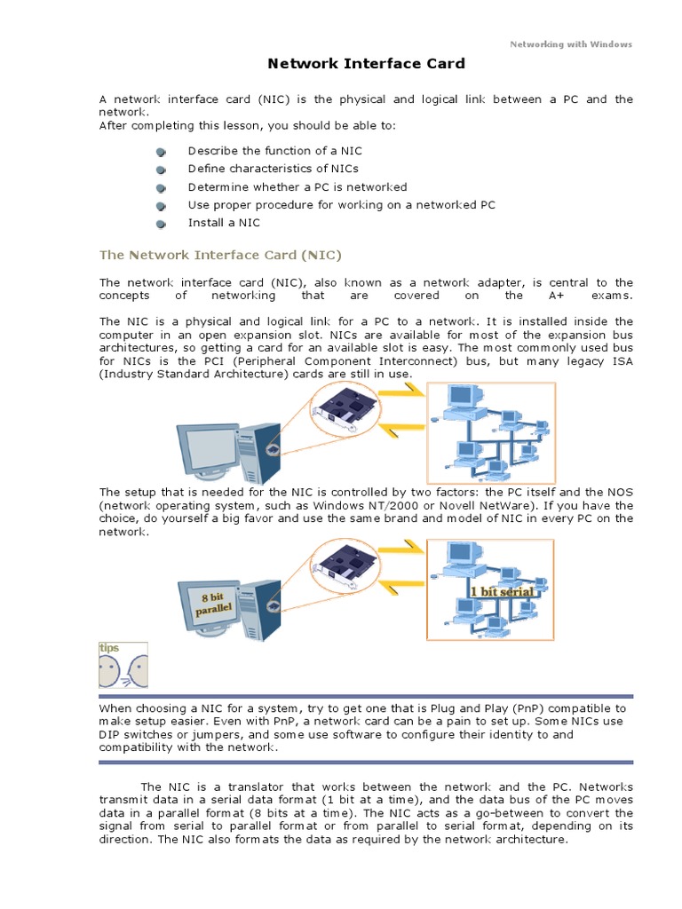 Network Interface Card | PDF | Network Interface Controller | Computer Network