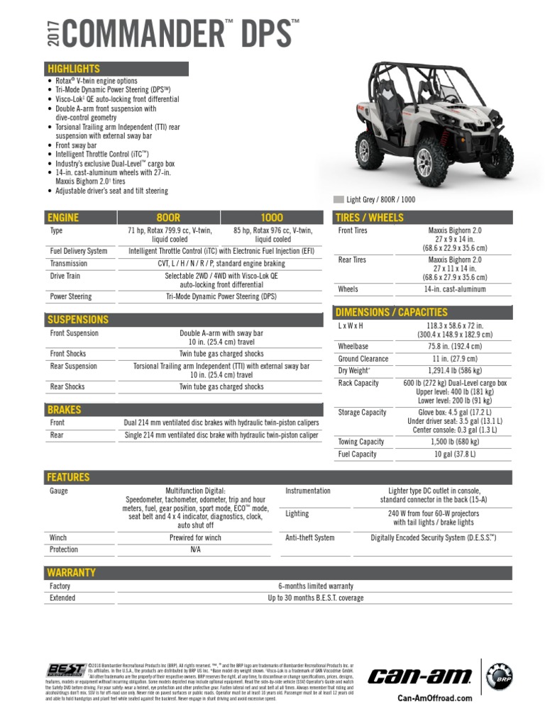 2017 Can Am Commander Dps 800r | PDF | Suspension (Vehicle) | Steering
