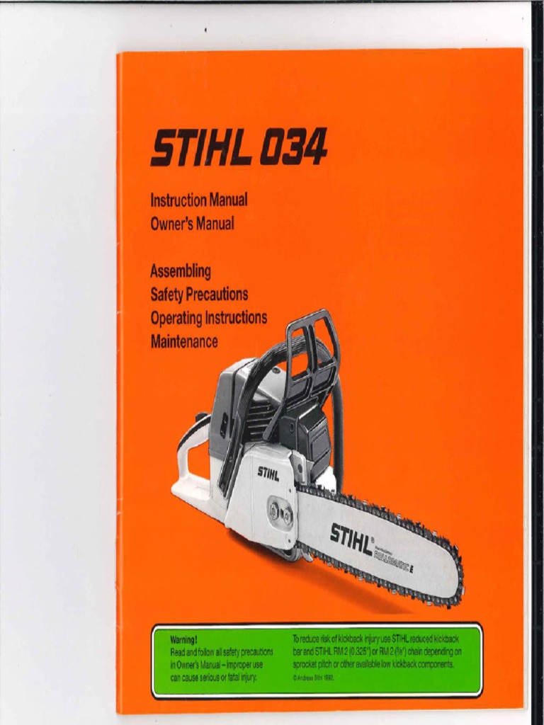 STIHL MS 034 Owners Instruction Manual | PDF