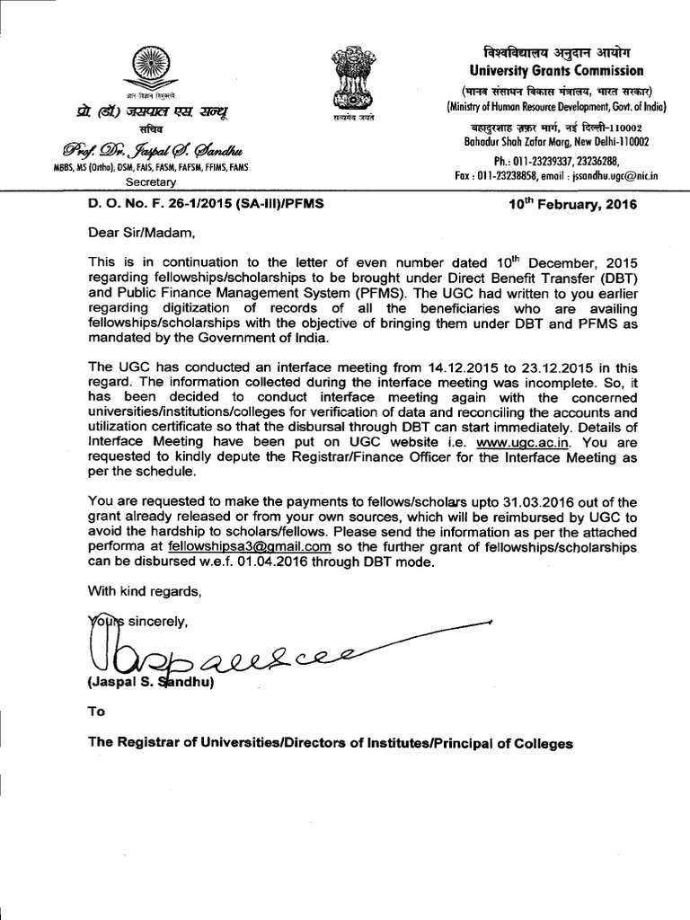 UGC Letter | PDF